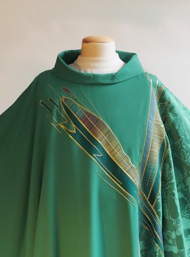 Paintbrush Cross Green Sample Chasuble – Bramante Studio